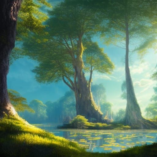 Swampland Sunlight - AI Generated Artwork - NightCafe Creator