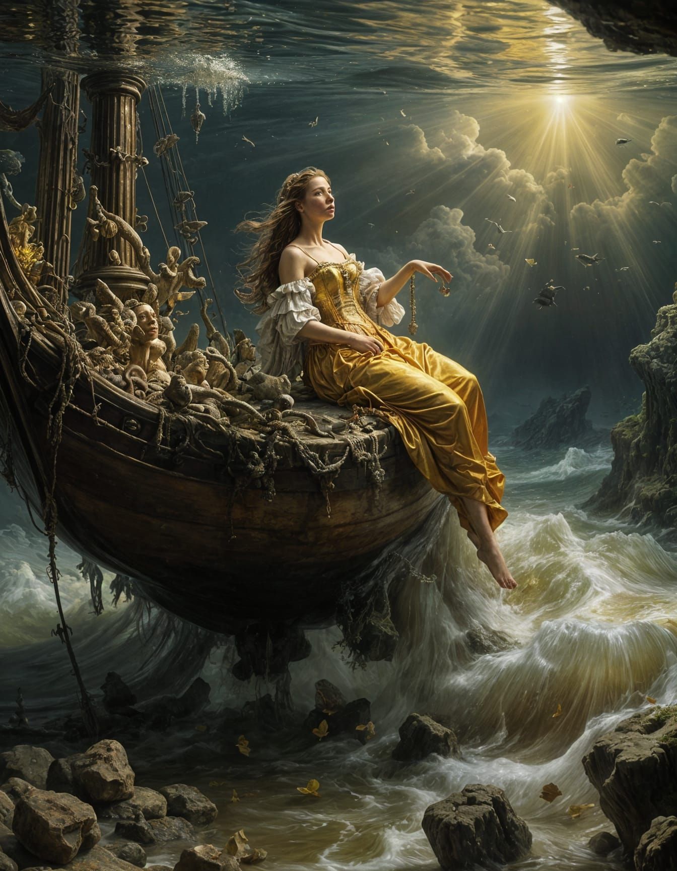 Magical Realism Mermaid World in Polished Oil Pain... - AI Art