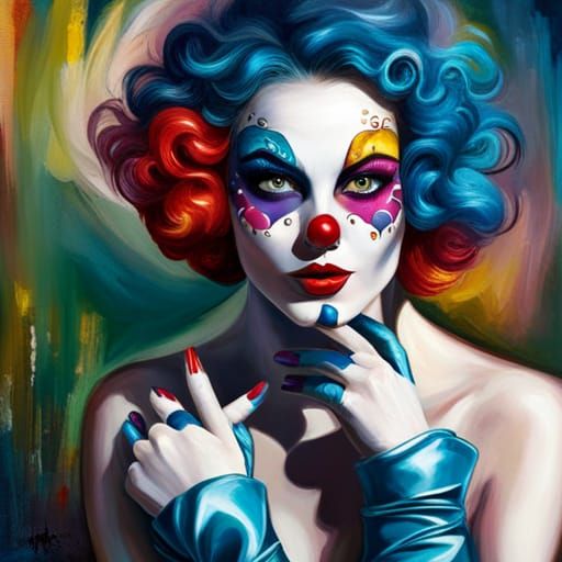 Full clown makeup, jester costume(( gorgeous young rotal jester woman ...