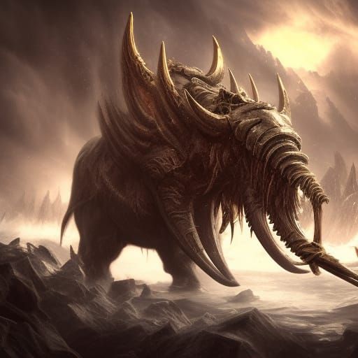 Evil tusk mastodon demon wings angry ice a masterpiece, 8k resolution ...