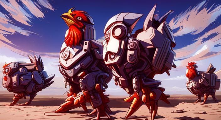 Robot Roosters - AI Generated Artwork - NightCafe Creator