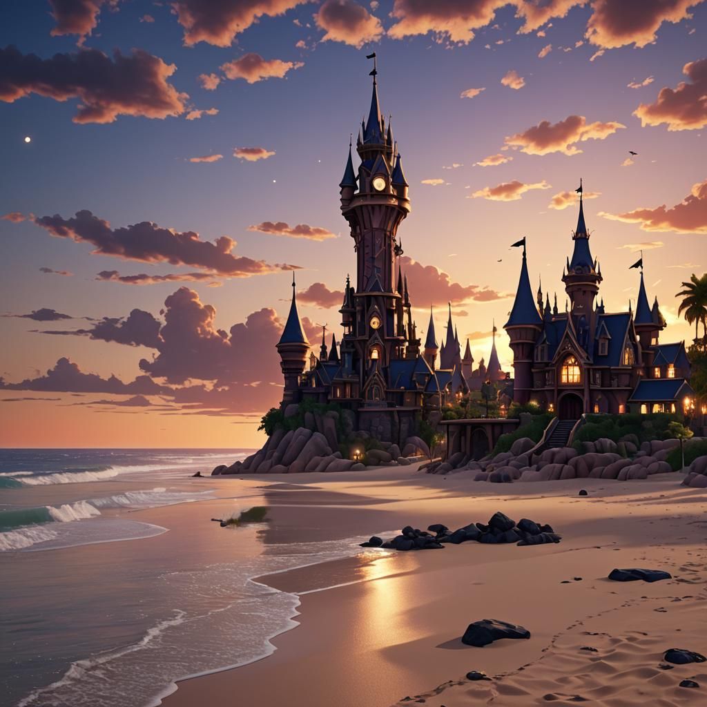 Kingdom Hearts Twilight Town Stunning Beach Sunsets - AI Generated ...