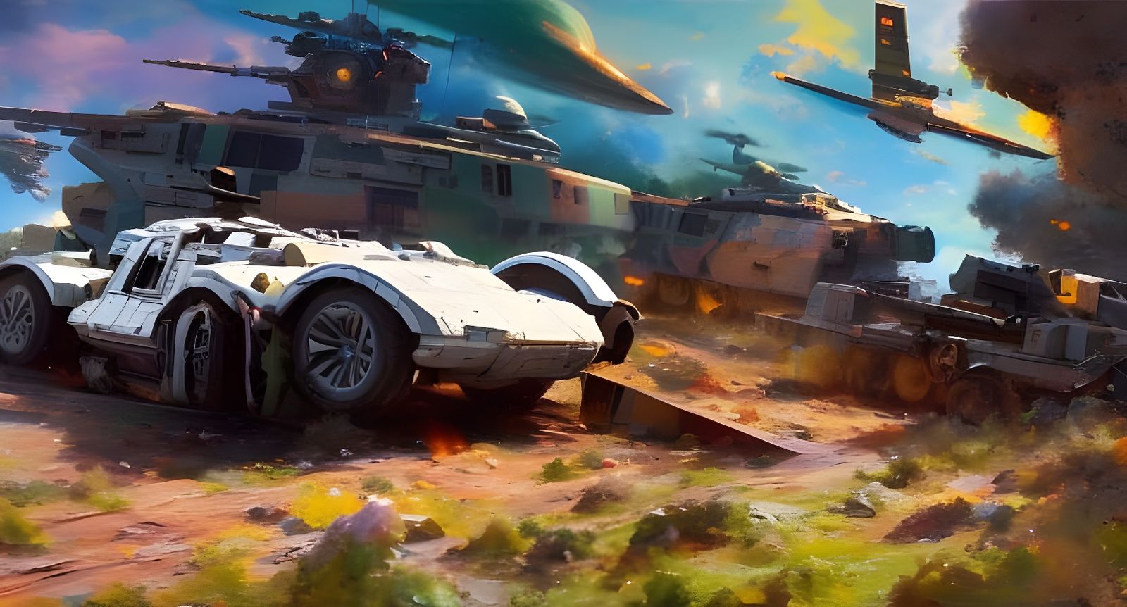 Retro Sci-Fi : Ground Battle - AI Generated Artwork - NightCafe Creator