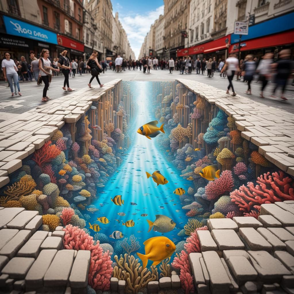 optical illusion streetart drawing - AI Generated Artwork - NightCafe ...