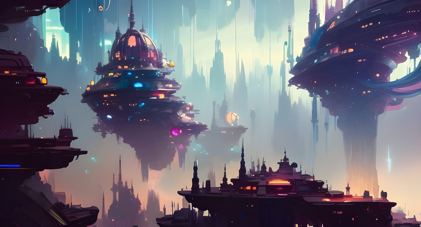 Cloud City by Brian Kesinger Wadim Kashin WLOP Greg Rutkowski Joe ...