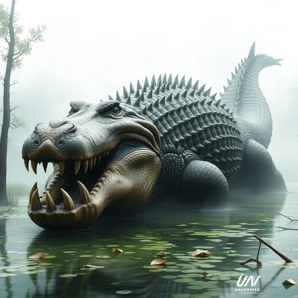 Colossal Prehistoric Crocodile Emerges from Myster... - AI Art