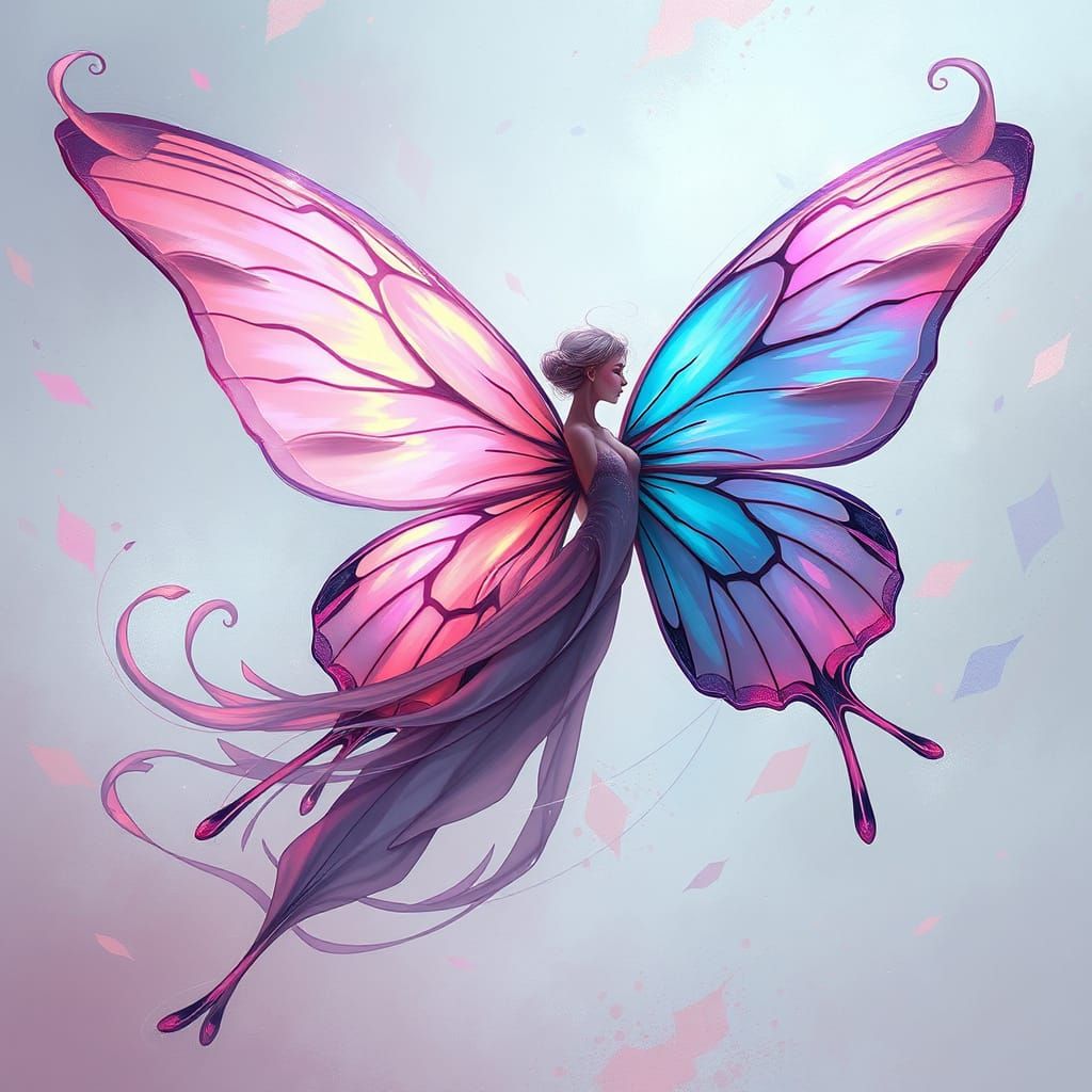 Butterfly Woman - Ethereal Butterfly Goddess in Dreamlike Fl...