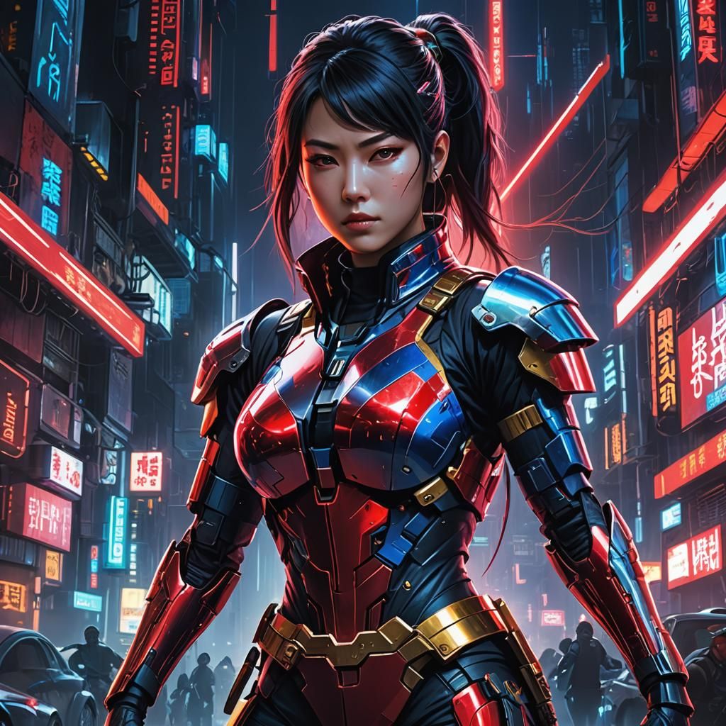 Cyborg Ninja Woman Evolved II - AI Generated Artwork - NightCafe Creator