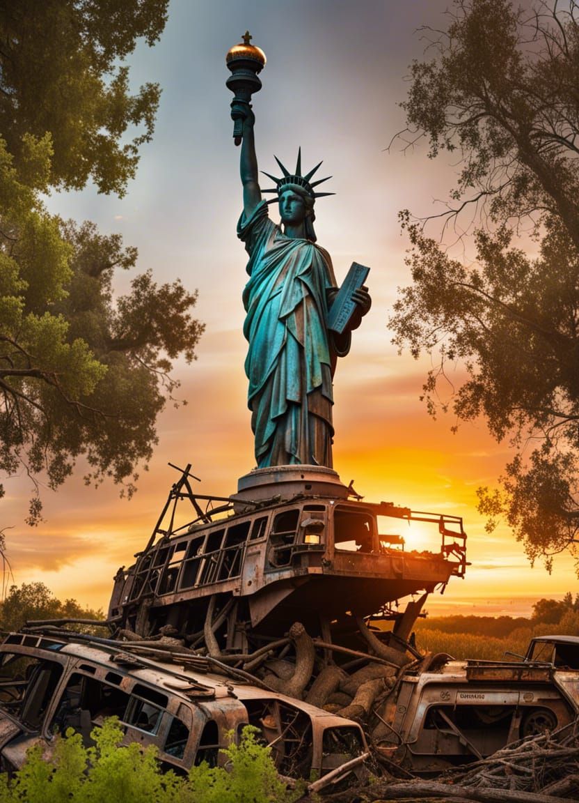 Post-Apocalyptic Liberty Statue - AI Generated Artwork - NightCafe Creator