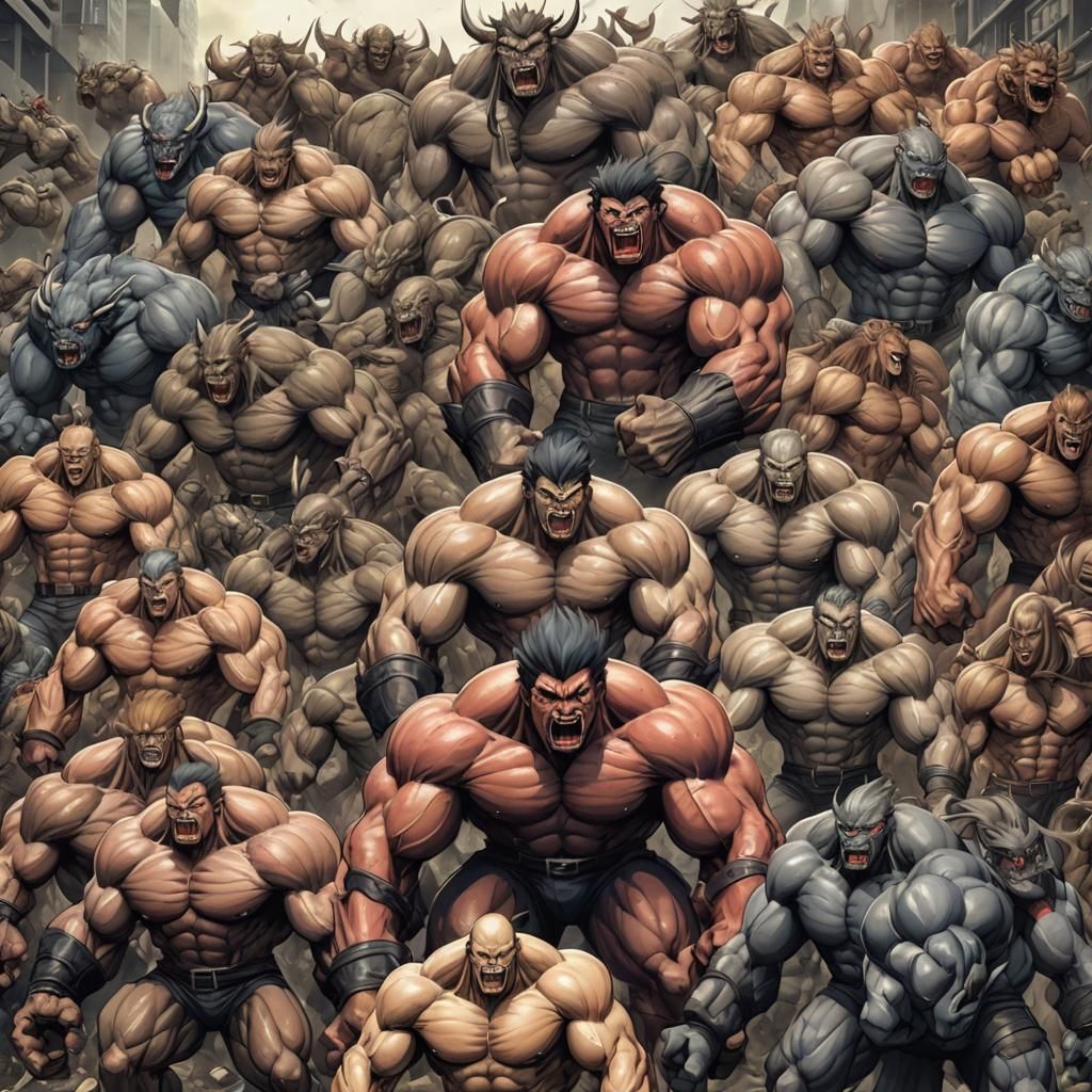 Massive extremely muscular monster army - AI Generated Artwork ...