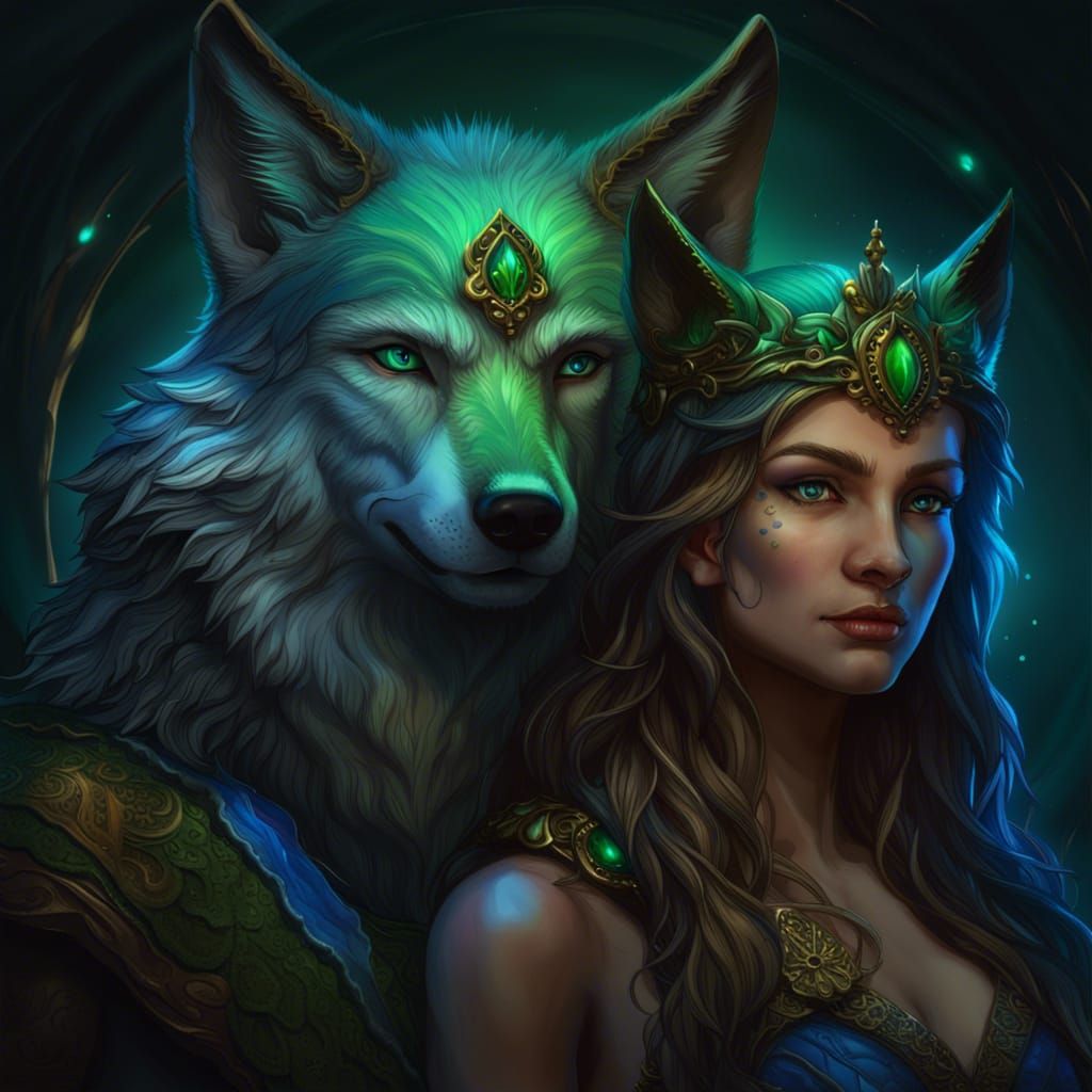 The Wolf King and his Wolf Queen - AI Generated Artwork - NightCafe Creator