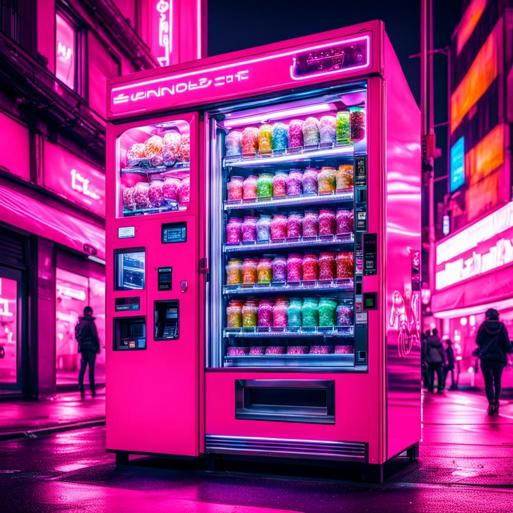 Fucsia in neon pink vending machine - AI Generated Artwork - NightCafe ...