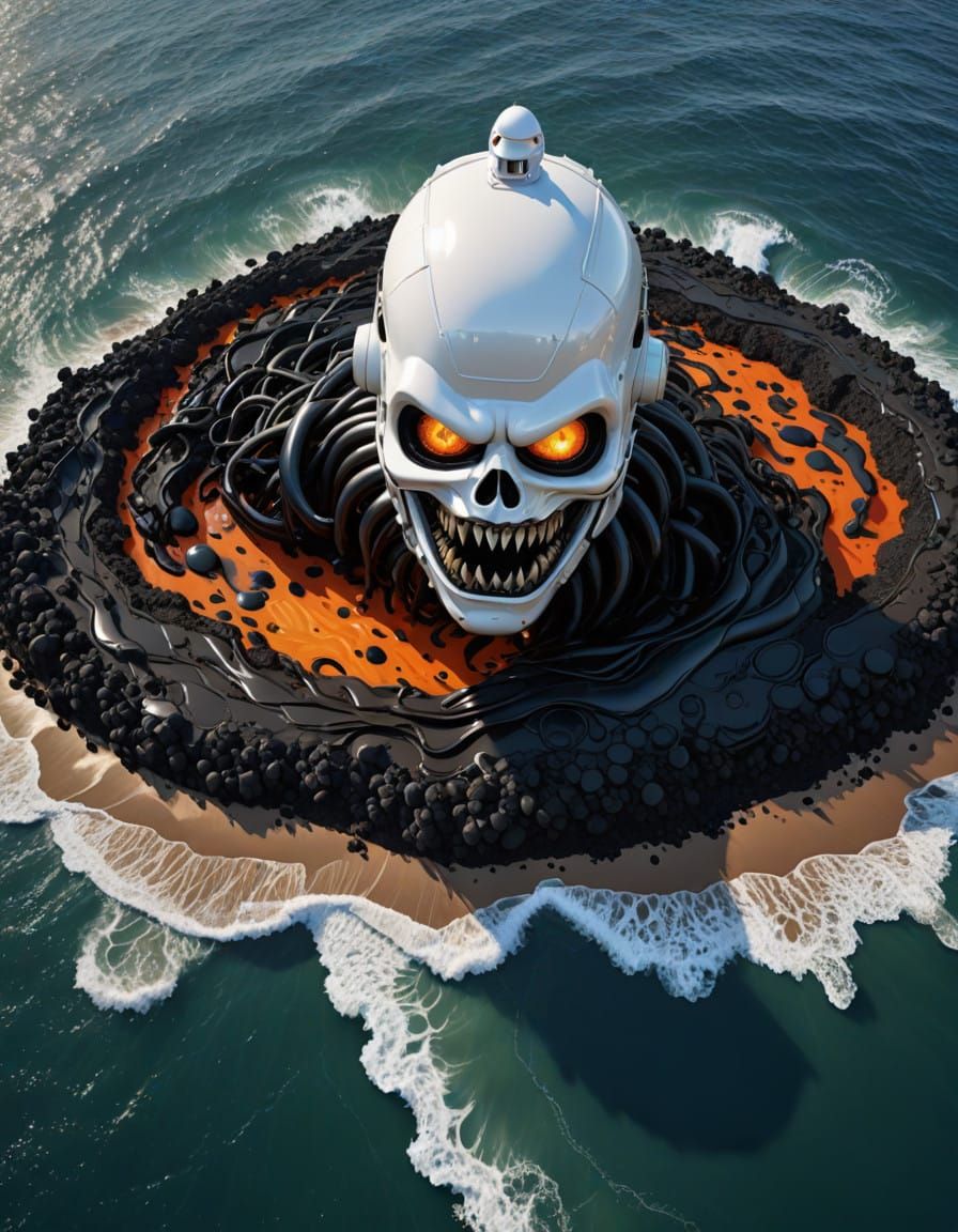 Environmental Disaster in a Monstrous Landscape - AI Art