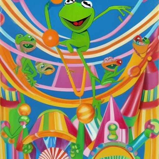 Kermit at the circus - AI Generated Artwork - NightCafe Creator