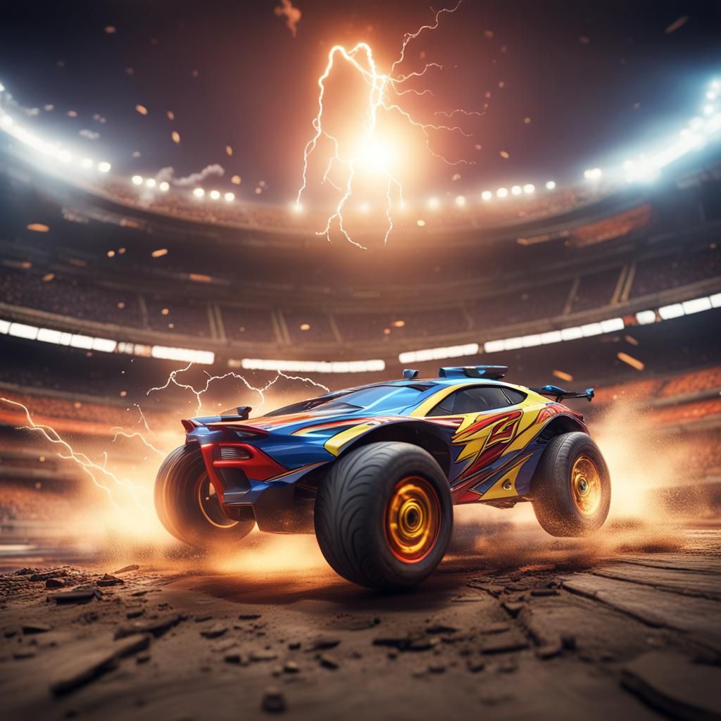 Things on Wheels remote control car, racing and battling on a track in ...