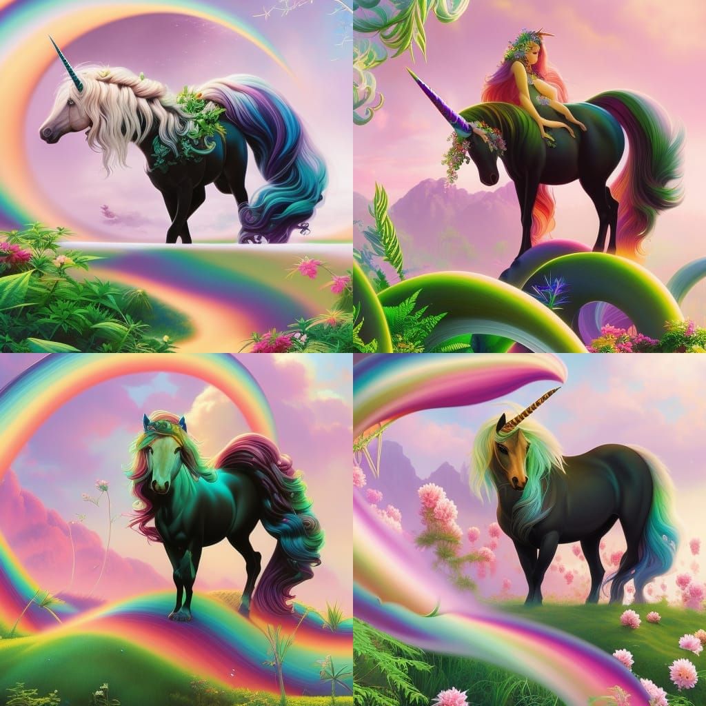 Rainbow Bridge Unicorns - AI Generated Artwork - NightCafe Creator
