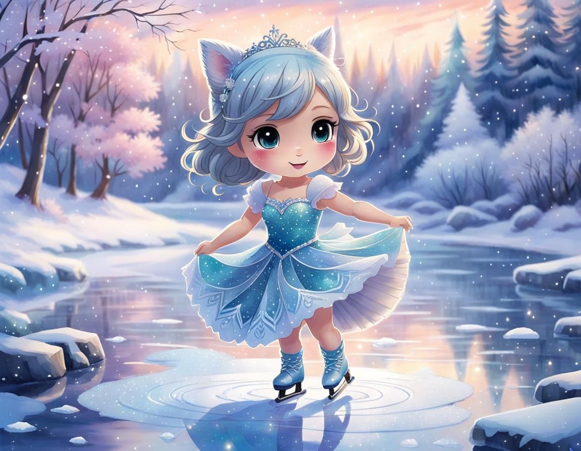 Chibi ice skating ️ - AI Generated Artwork - NightCafe Creator