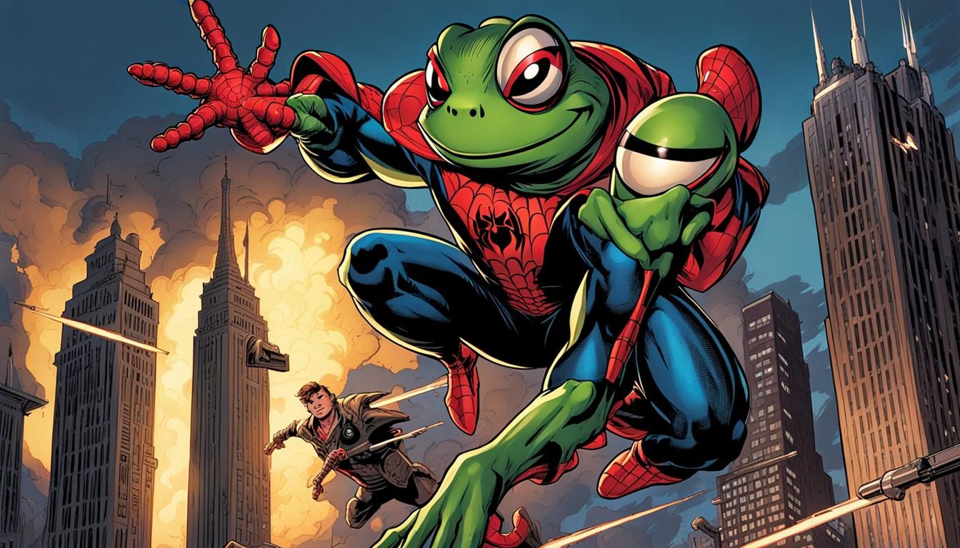 Frog-Spider-Man dodges the rockets and missiles of the Terminator rats ...