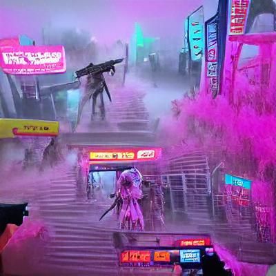 a land of pretty pastel harajuku gore caused by skeletons with pink ...