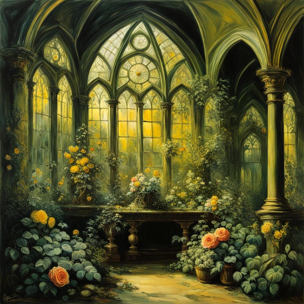 In the old greenhouse - AI Generated Artwork - NightCafe Creator