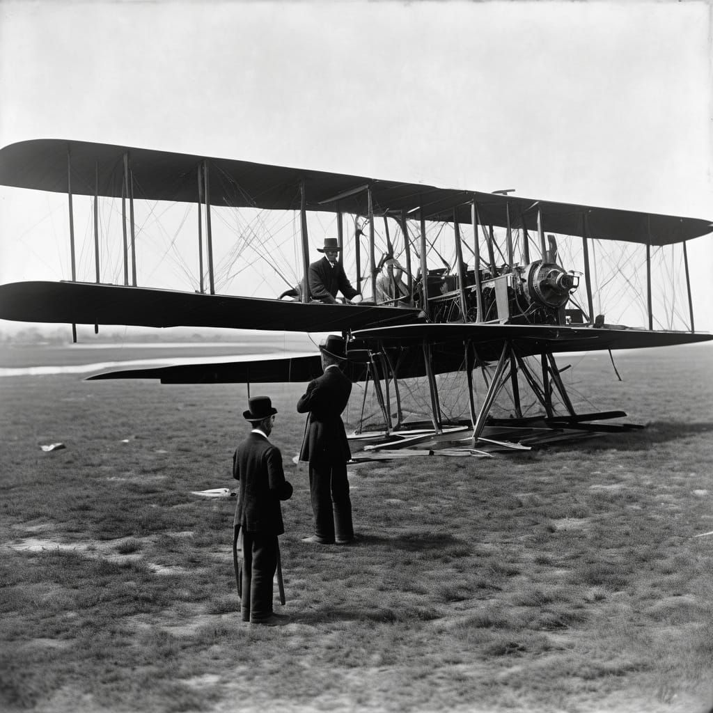 The Wright brothers working on their first aircraft 1900s photograph