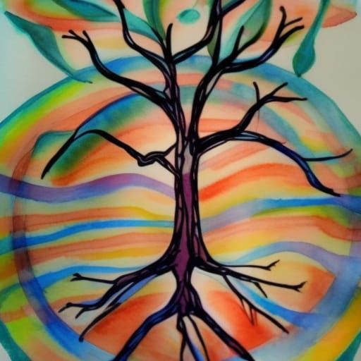 tree, linework, watercolor, realism - AI Generated Artwork - NightCafe ...