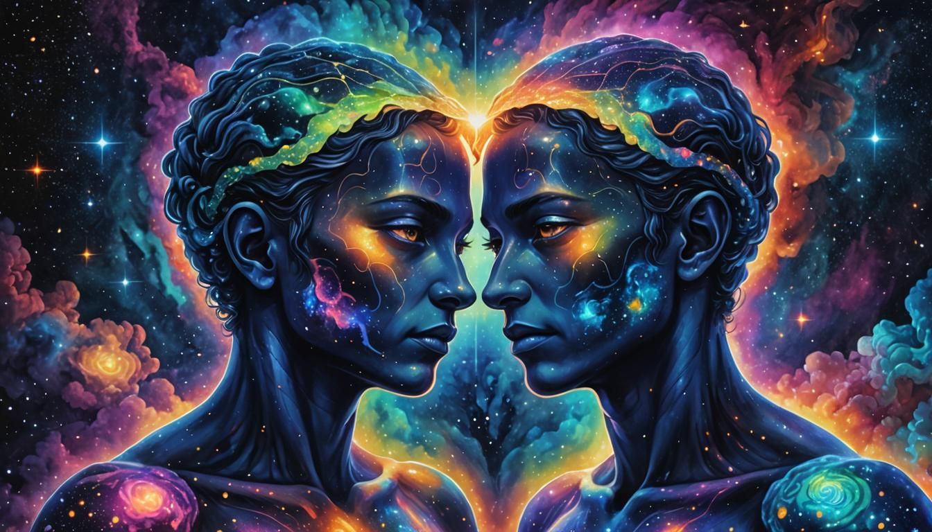 Gemini The Twins: Merging of the Selves - AI Generated Artwork ...