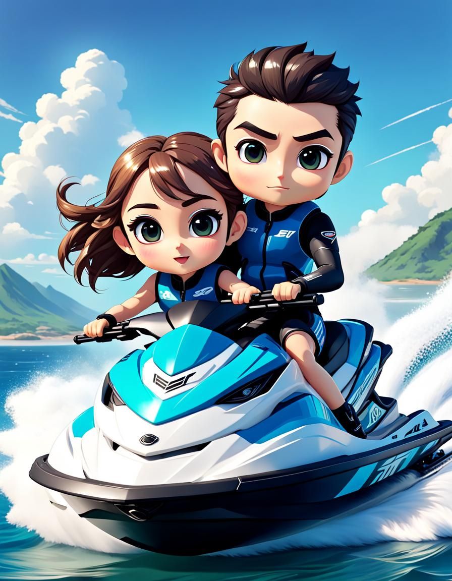 Chibi Boy and Girl work as Jet Ski Athlete - AI Generated Artwork ...