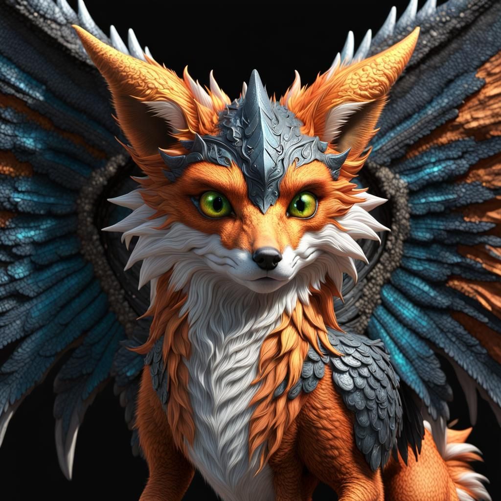 Winged Fox-Dragon Hybrid - AI Generated Artwork - NightCafe Creator