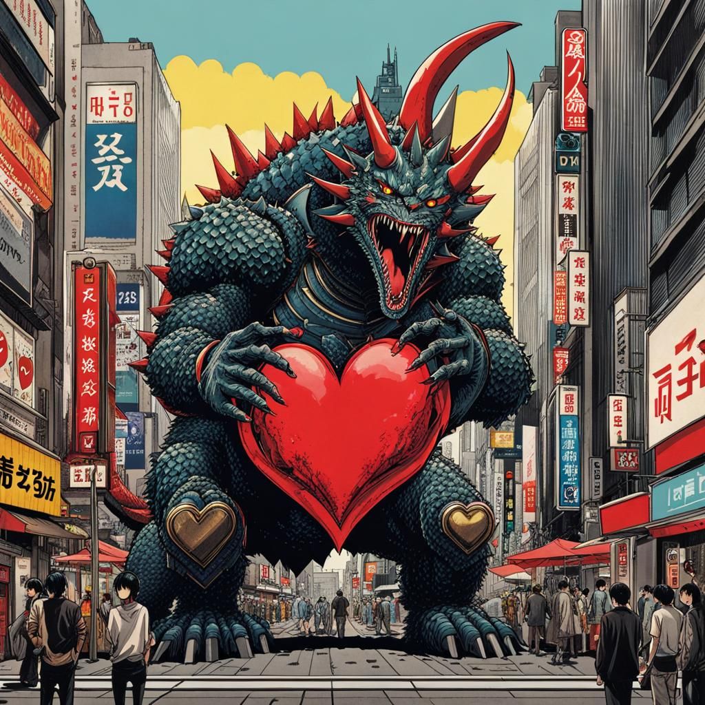 Kaiju with a Heart Stomping Tokyo - AI Generated Artwork - NightCafe ...