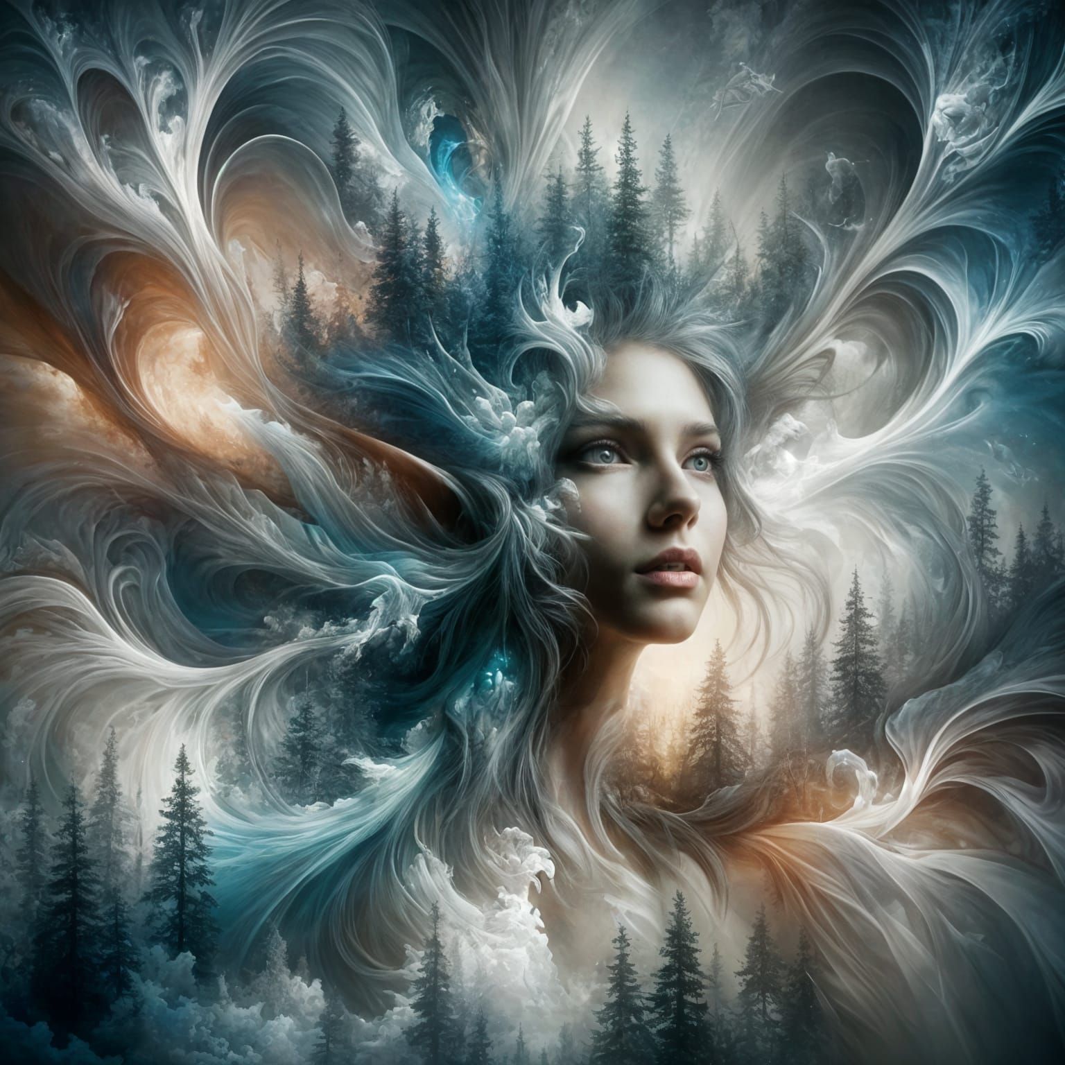 Surreal Elf in the Forest - Surrealistic Fantasy Elf in Drea...