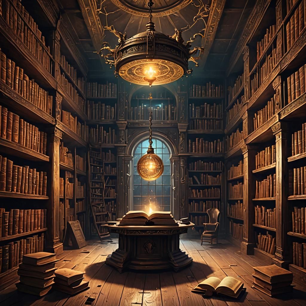 ancient levitating magic library horror - AI Generated Artwork ...