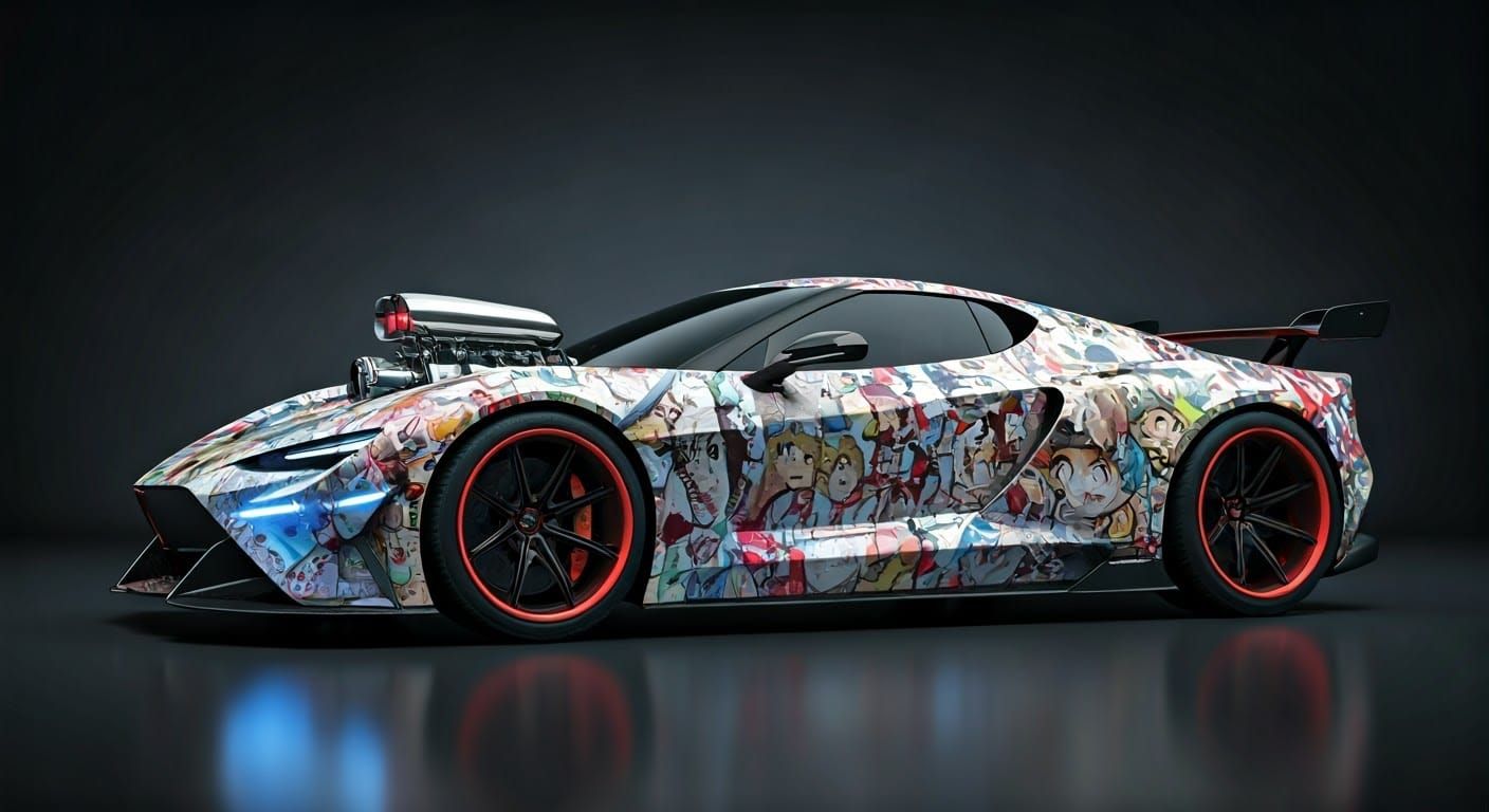 Cyberpunk Concept Car in Futuristic Studio - AI Art