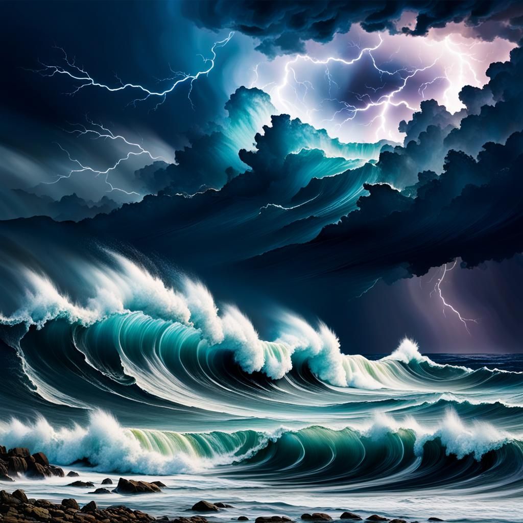 Storm Over the Ocean - AI Generated Artwork - NightCafe Creator