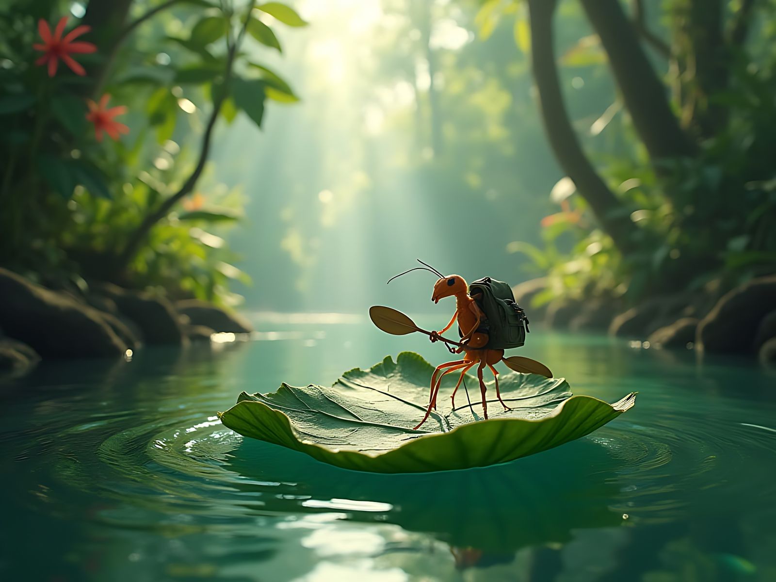 Andy Ant And His Adventures - Surreal Amazon Jungle Leaf Ri...