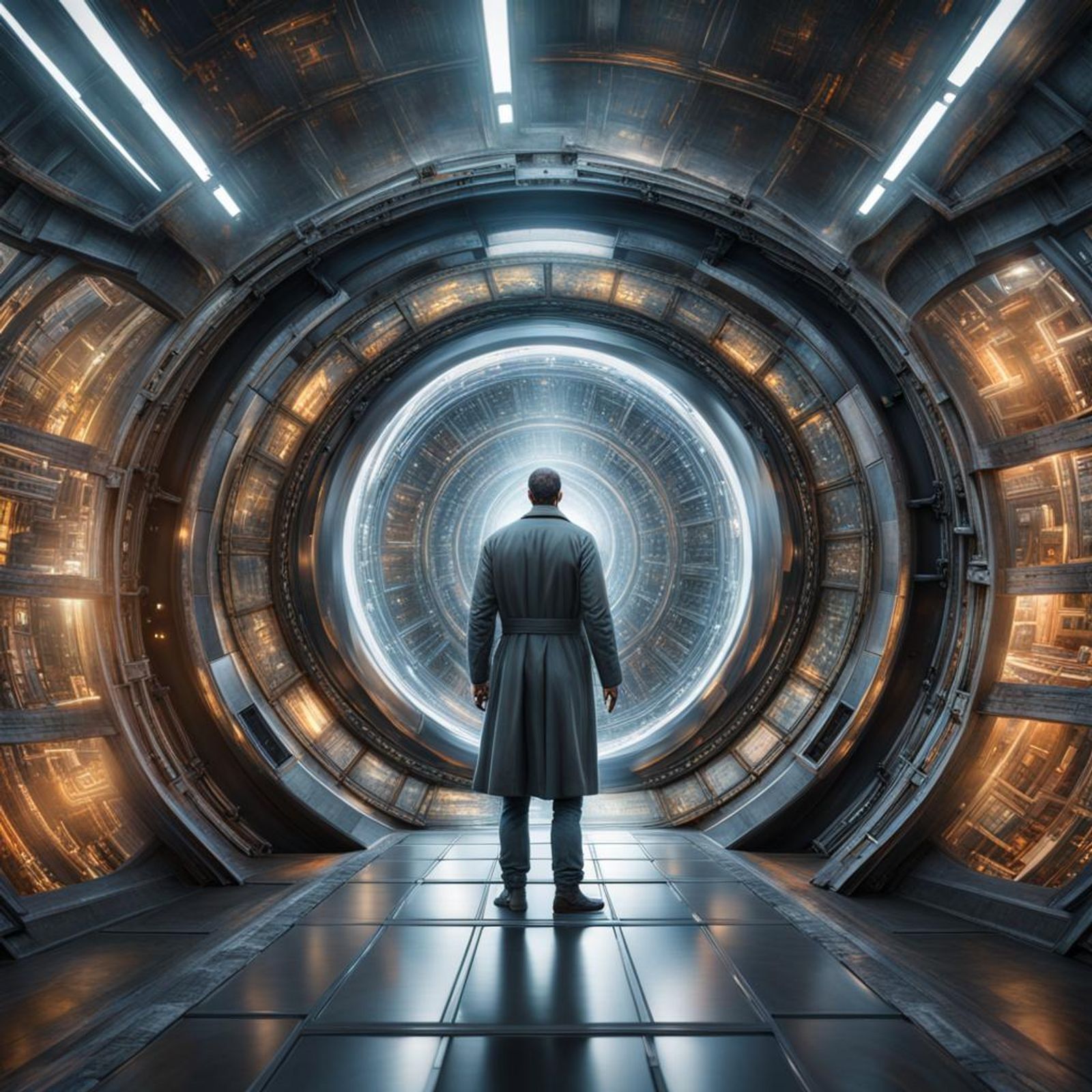 (a)time traveler with time tunnel and time machine,(best quality,4k,8k ...