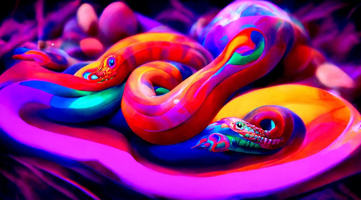 Psychedelic Snakes 8K By Bruno Liljefors, Asher Brown Durand