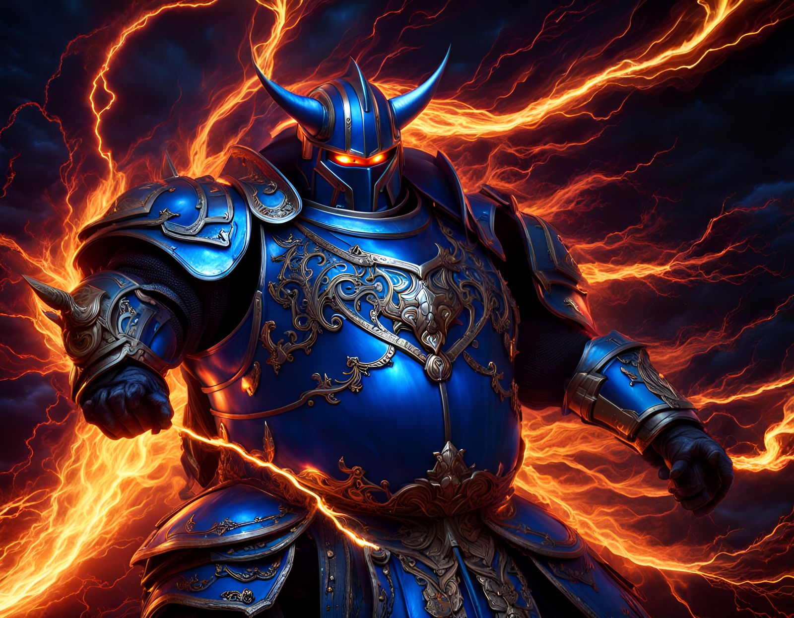 Obese Lightning Knight - AI Generated Artwork - NightCafe Creator