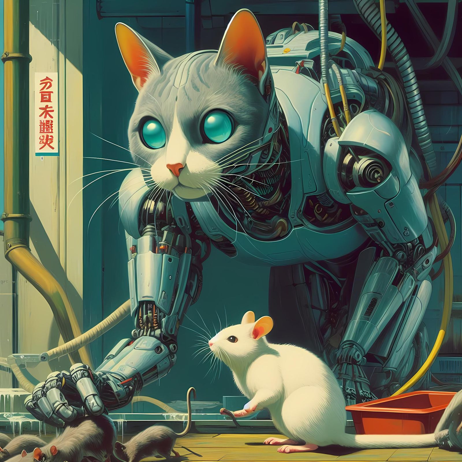 Cyborg Cat Taking Care Of Rats 😼🤖🐀 - AI Generated Artwork - NightCafe ...
