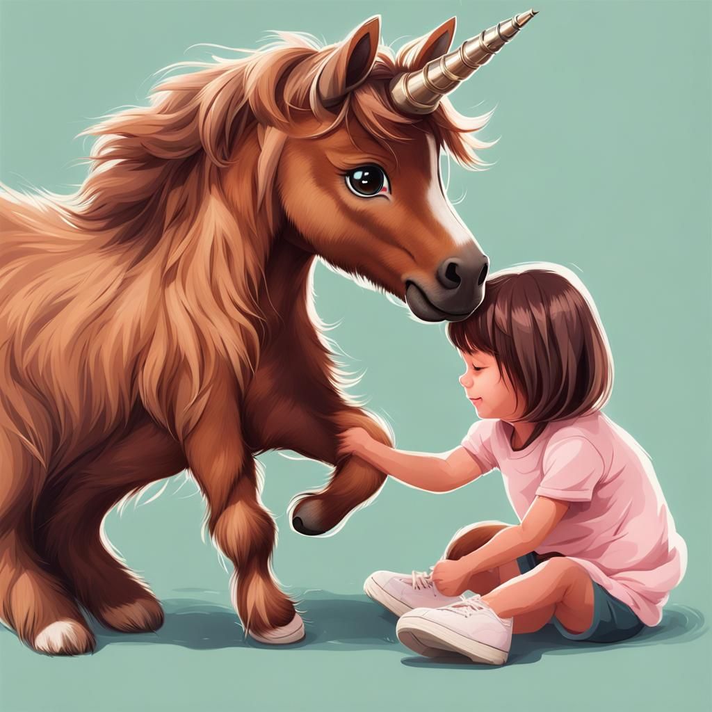 living cute little brown unicorn pet - AI Generated Artwork - NightCafe Creator