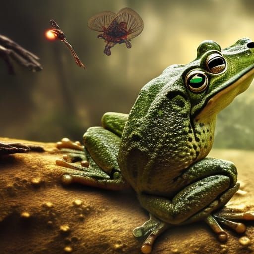 frog reaching for a fly Epic cinematic brilliant stunning intricate ...