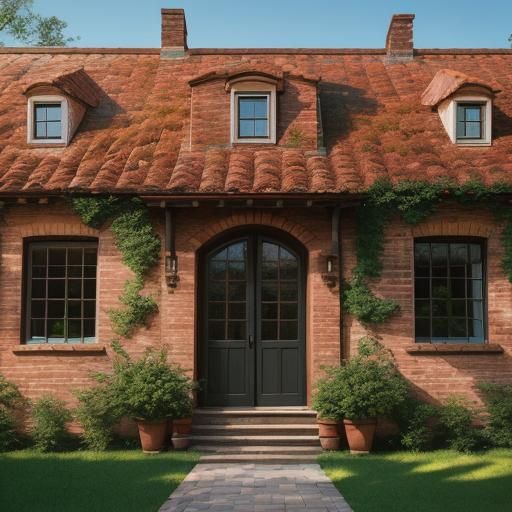 Beautiful house brick style - Warmly Lit Rustic Brick House ...