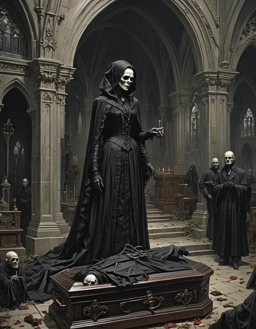 victorian funeral vampire widow mourner coffin gothic church horror ...