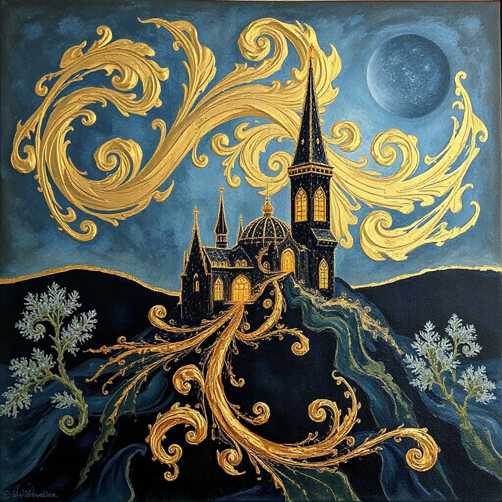 Ethereal Castle Landscapes in Golden, Silver, and ... - AI Art