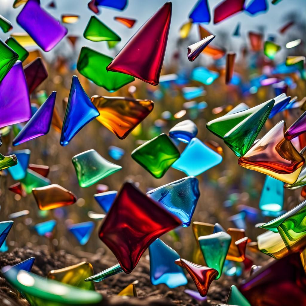 Falling colored glass shards - AI Generated Artwork - NightCafe Creator