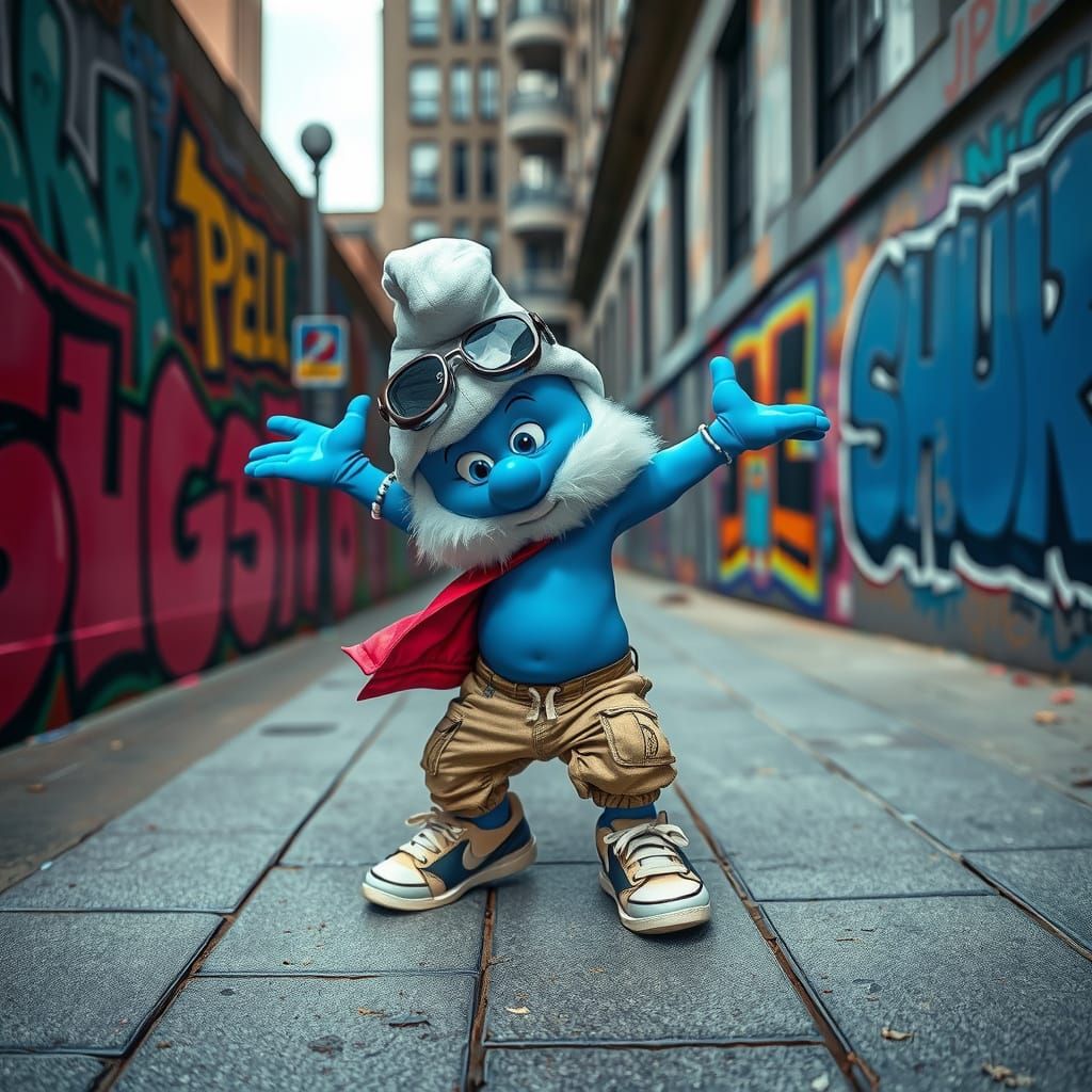 Breakin' and Smurfin' - Smurf Breakdancing in Urban Graffiti...