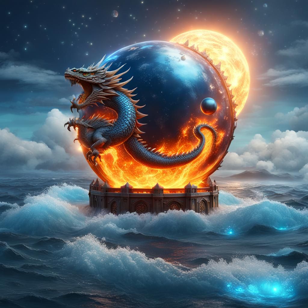 Dragon in the Ocean Sphere - AI Generated Artwork - NightCafe Creator