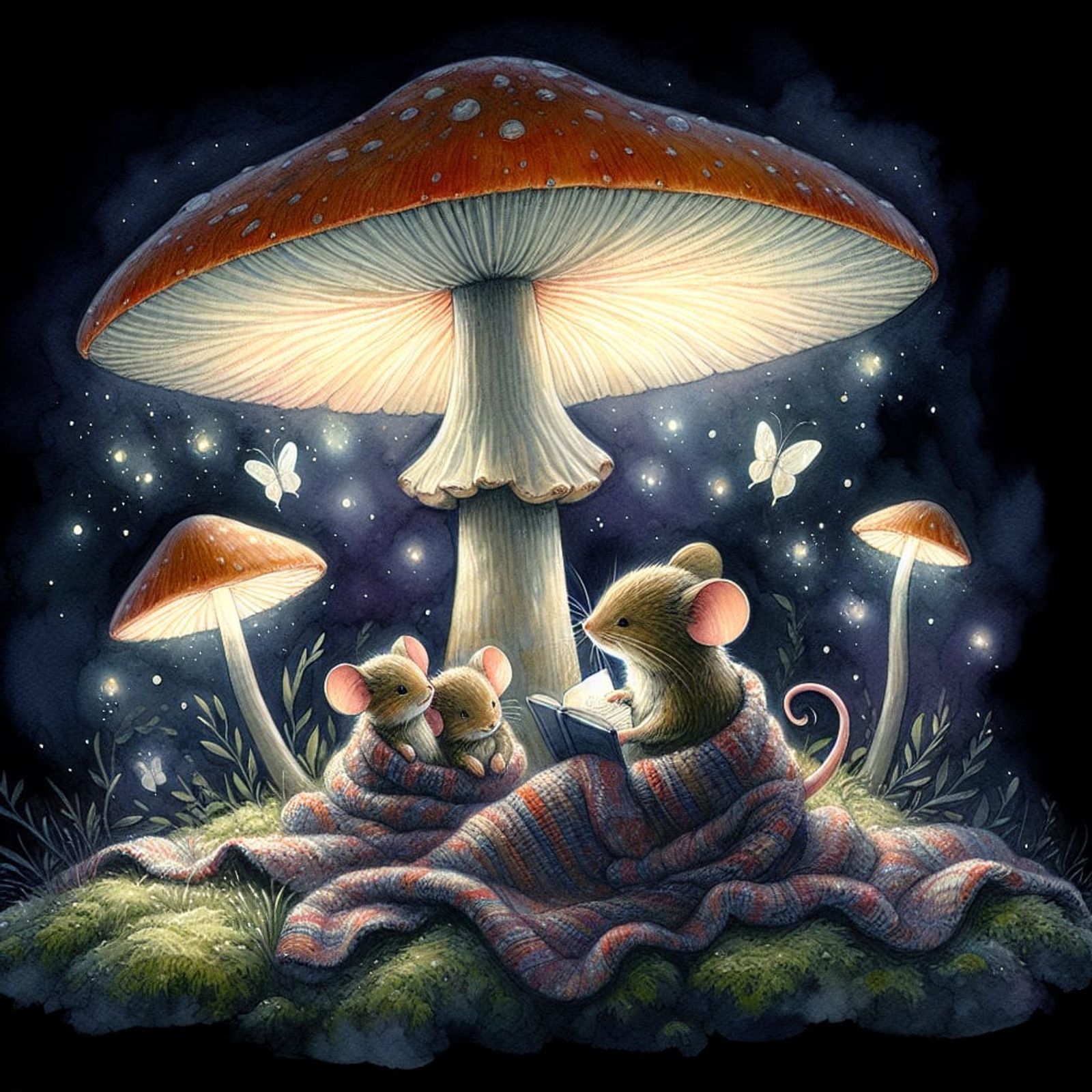 Whimsical Fairy Mushroom Mice - AI Generated Artwork - NightCafe Creator