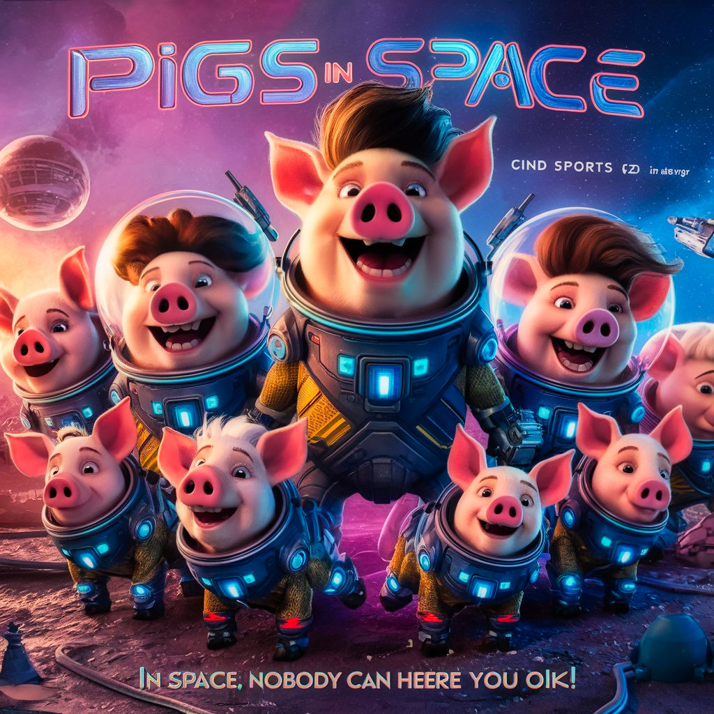 Movie Poster - Pigs In Space - In Space Nobody Can Hear You Oink! - AI ...