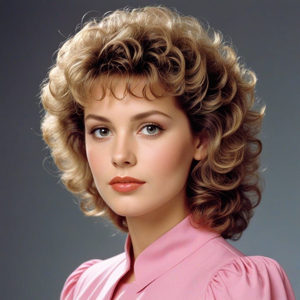 Big Hair Icon of 80s Fashion in a Bold Shoulder Pa... - AI Art